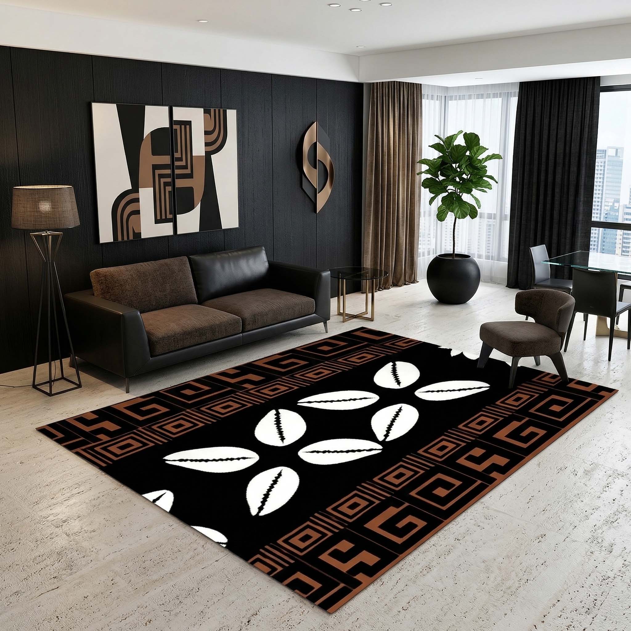 African Print Rugs Large Carpet Cowrie Print - Bynelo